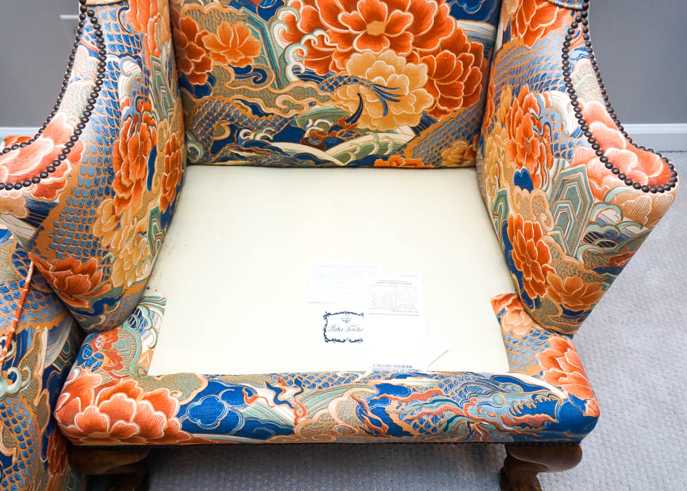 Wingback Armchair with Asian Themed Upholstery from Baker Furniture | EBTH