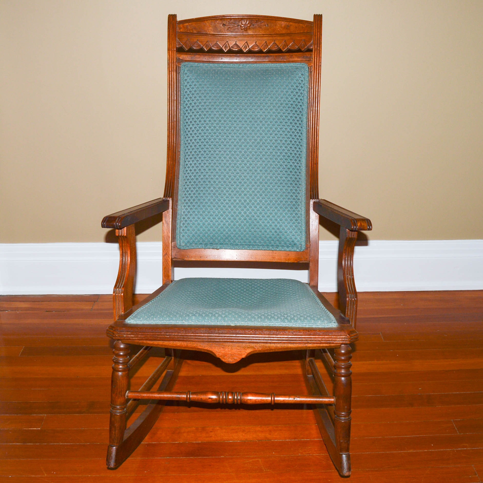 Vintage Upholstered Wood Rocking Chair | EBTH