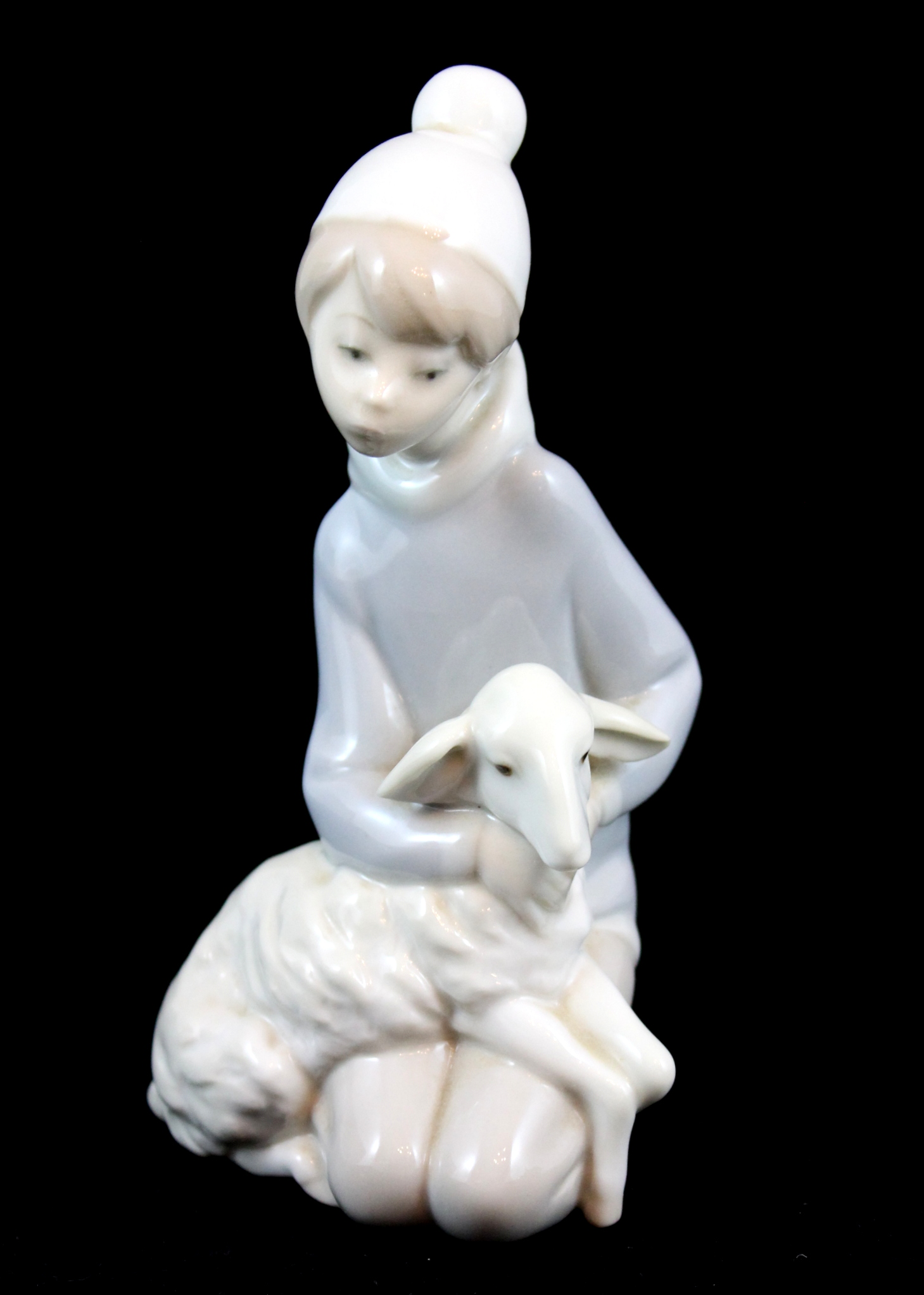 Lladro Boy With Lamb and Fennec Foxes | EBTH