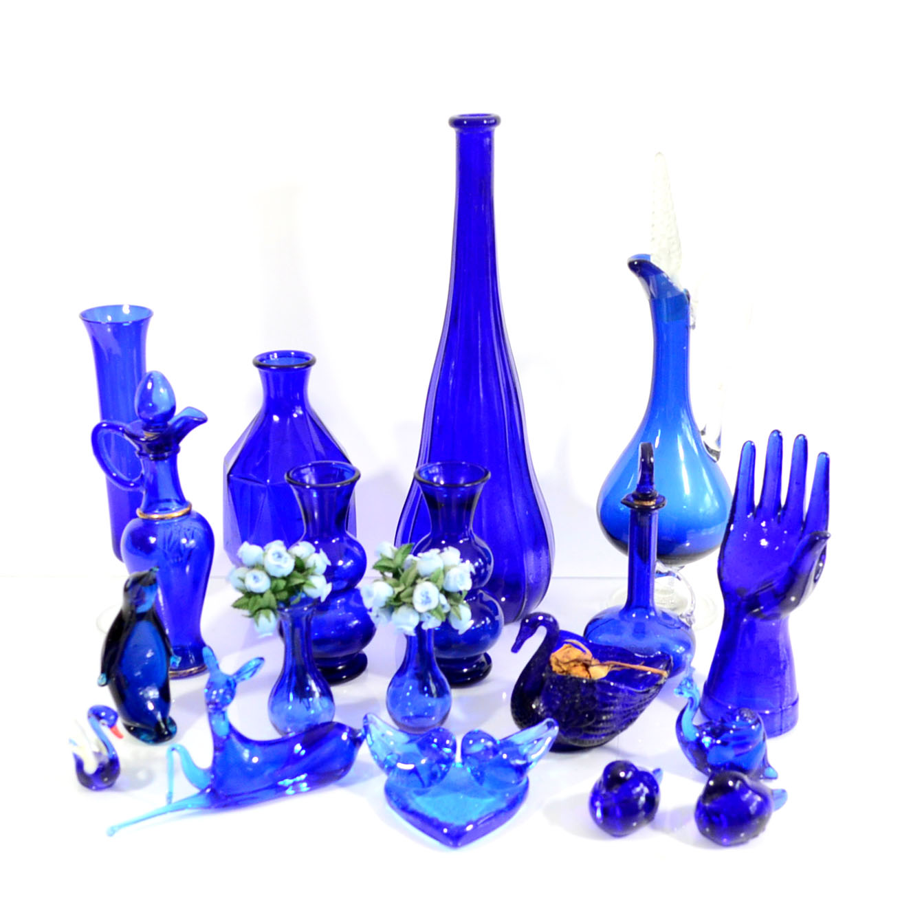 Collection Of Blue Glass Decor | EBTH