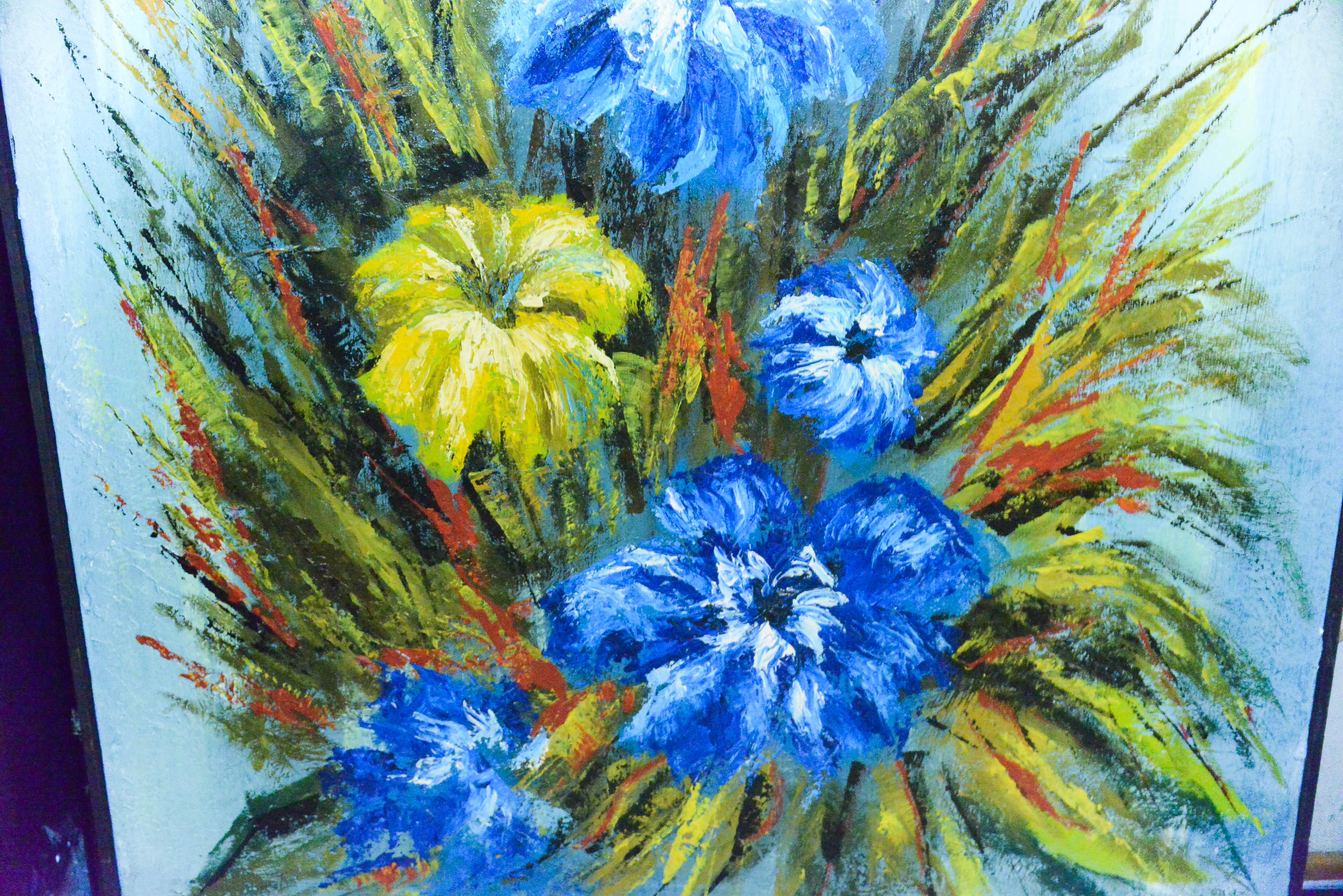 Oil on Canvas Painting of Flowers by Rivelli | EBTH