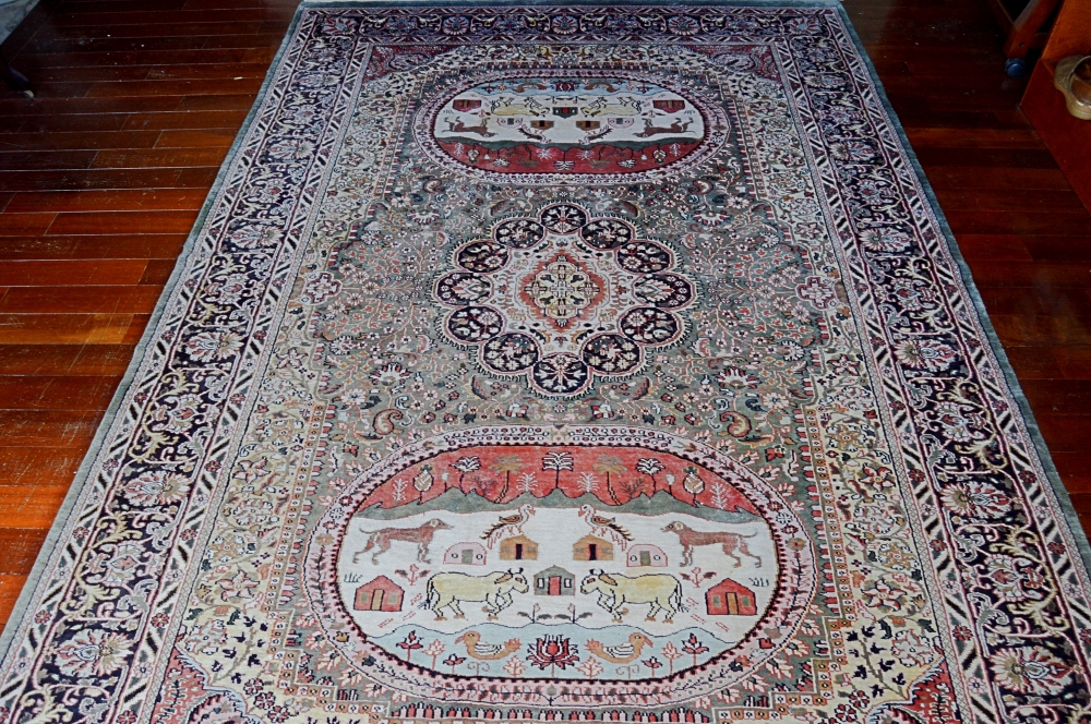 Unique and Unusual Silk Tabatabai Area Rug | EBTH