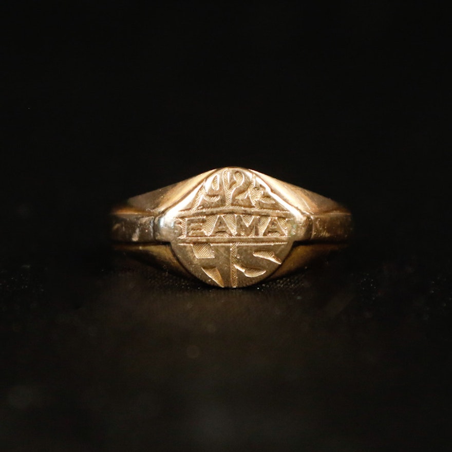 1923 10k Yellow Gold Mens Class Ring Ebth