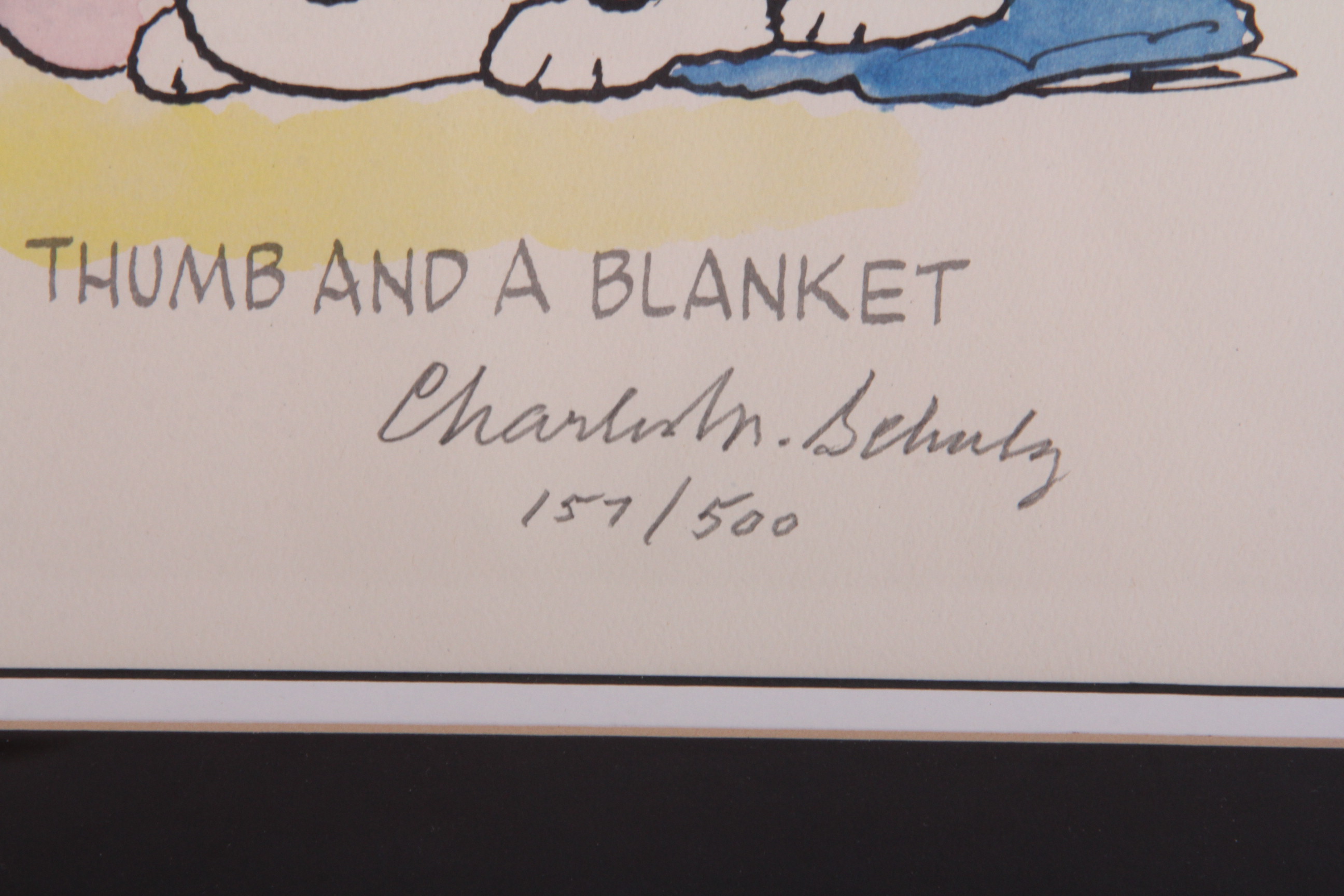 Signed Limited Edition Charles Shultz Lithograph "Security Is a Thumb ...