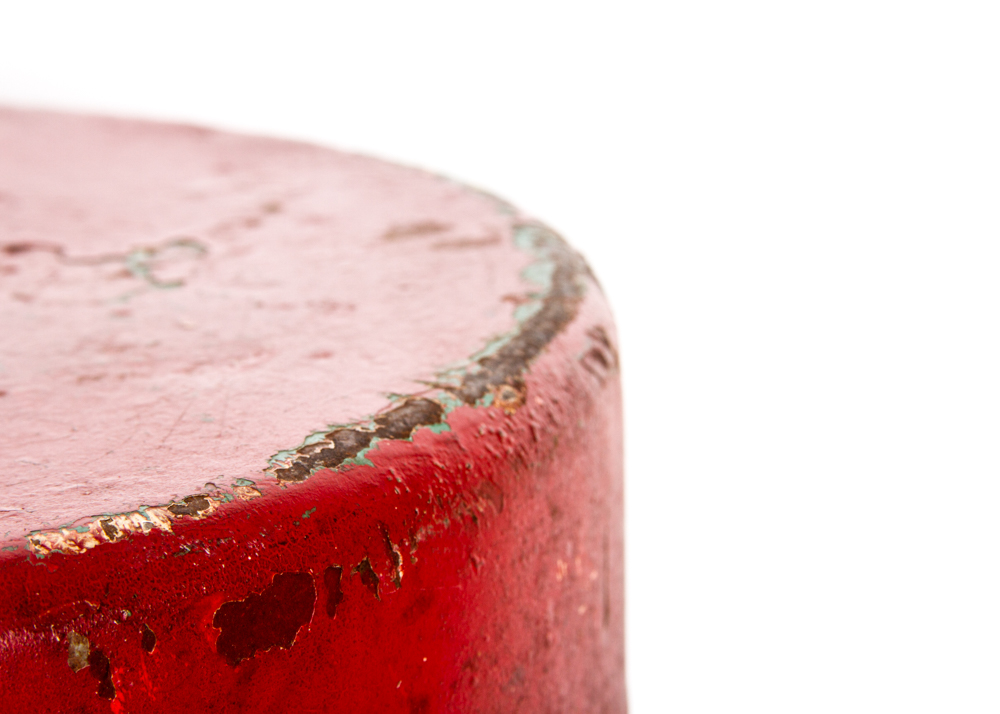 Industrial Style Red Metal Stool | EBTH