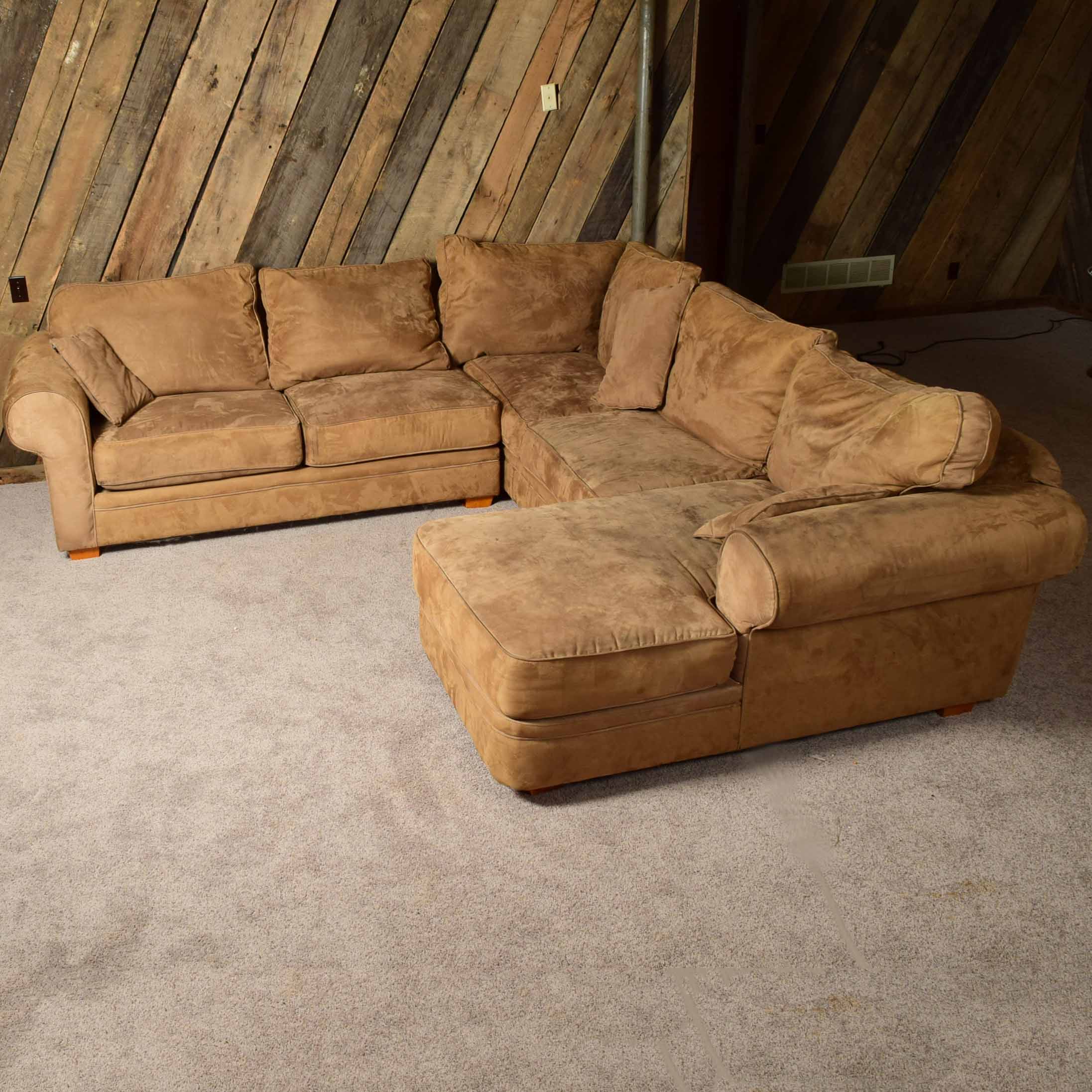 Tan Micorsuede Three-Piece Sectional Sofa | EBTH