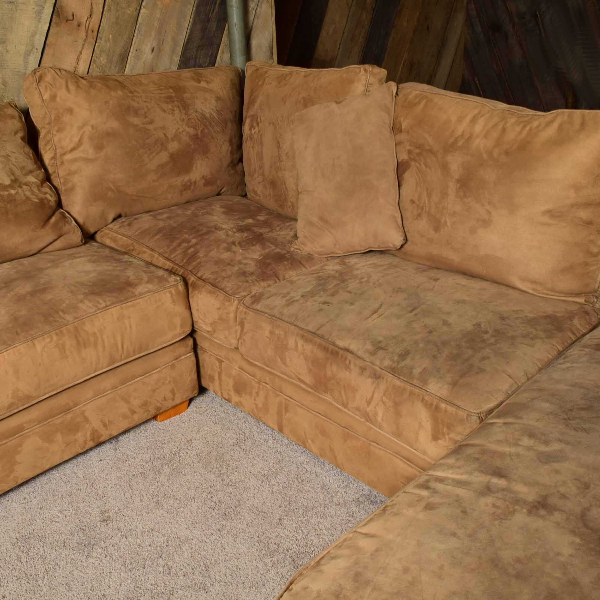Tan Micorsuede Three-Piece Sectional Sofa | EBTH