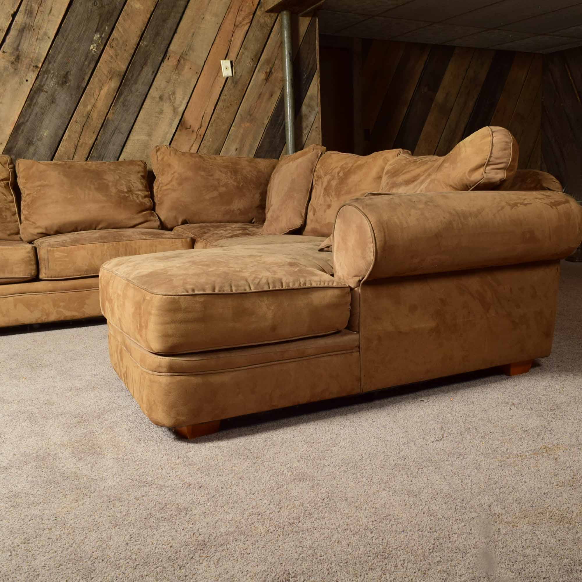 Tan Micorsuede Three-Piece Sectional Sofa | EBTH