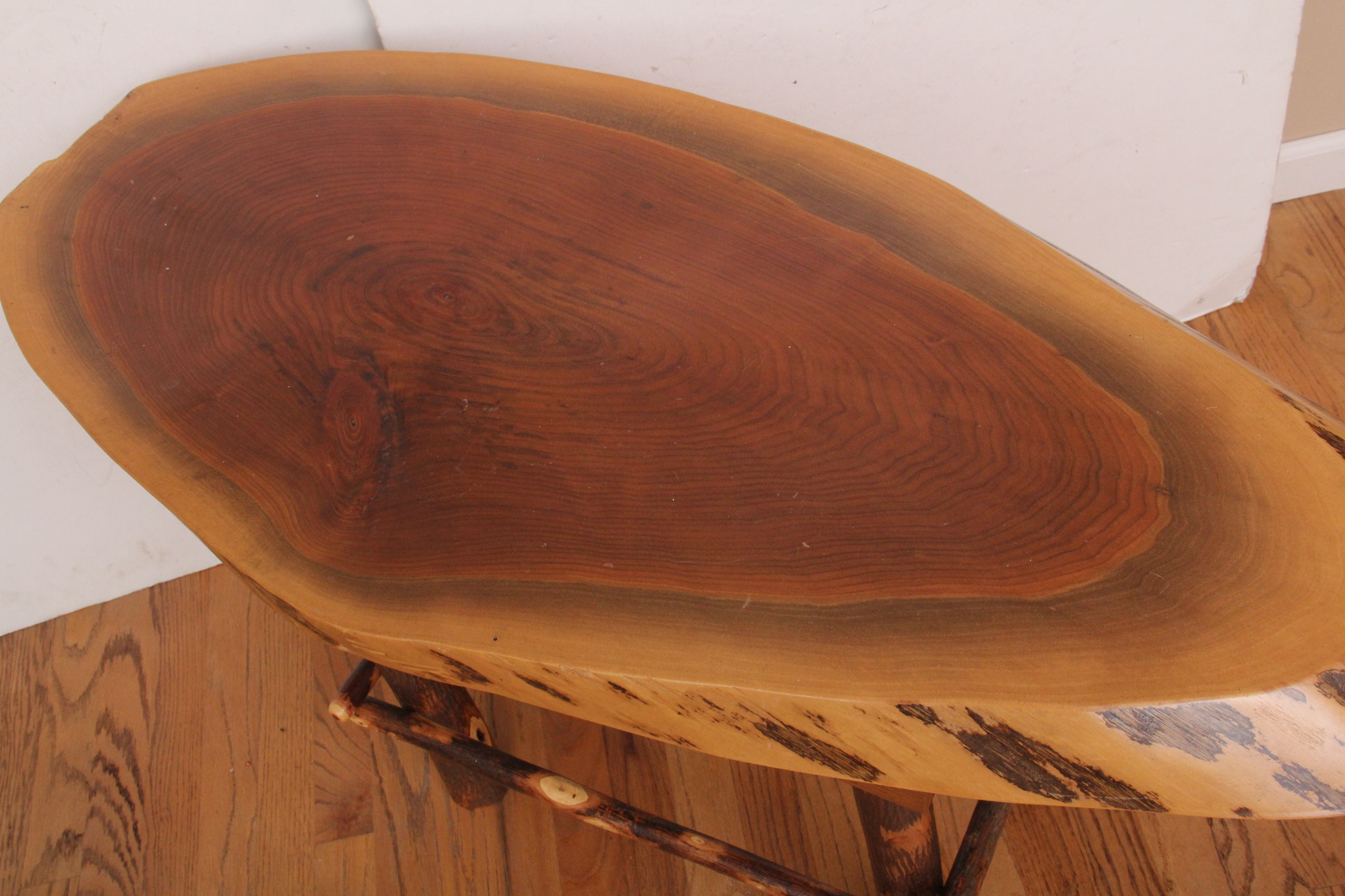 Handmade Rustic Walnut and Hickory Accent Table | EBTH