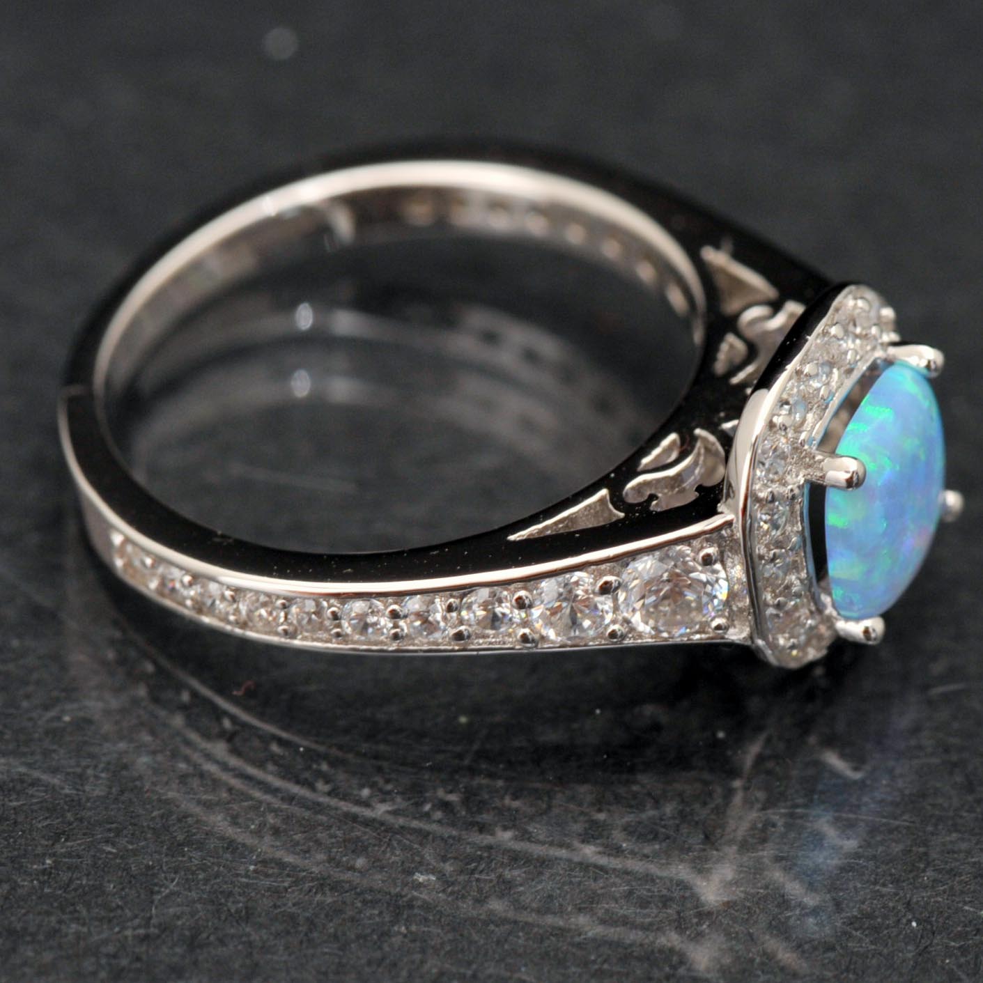 Sterling Silver and Synthetic Opal Ring | EBTH