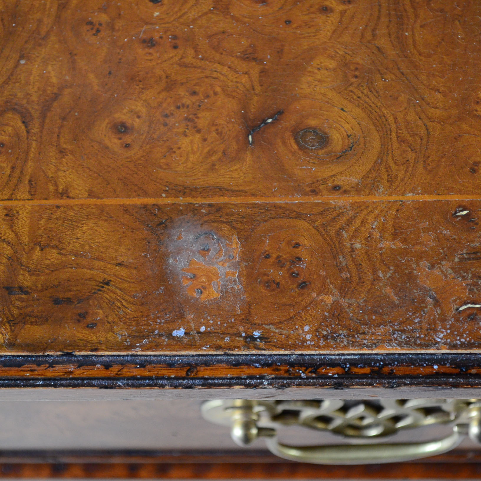 Four-Drawer Burl Wood Finish End Table | EBTH