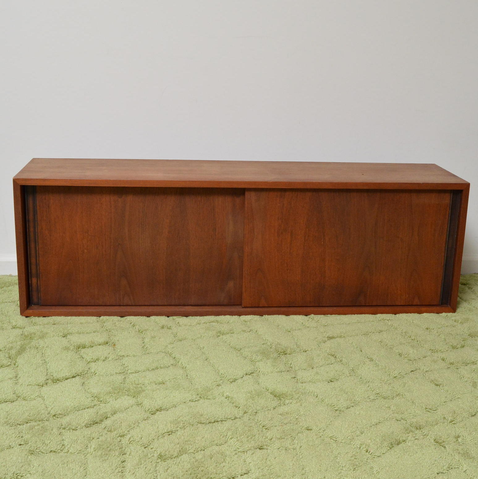 Sliding Teak Wood Wall Cabinet and Shelf | EBTH