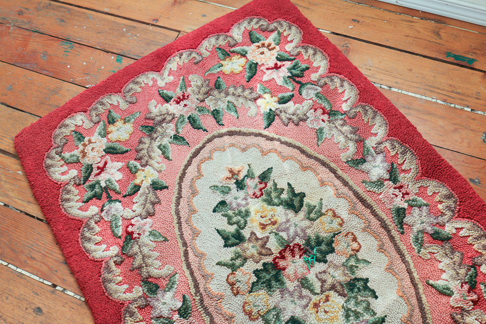 Pair of Hooked Floral Accent Rugs | EBTH