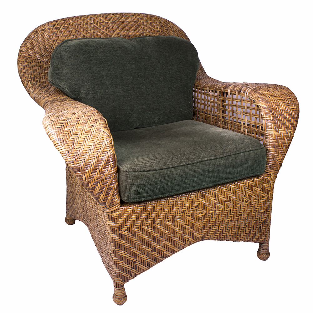 Pierce Martin Rattan Chair and Ottoman | EBTH