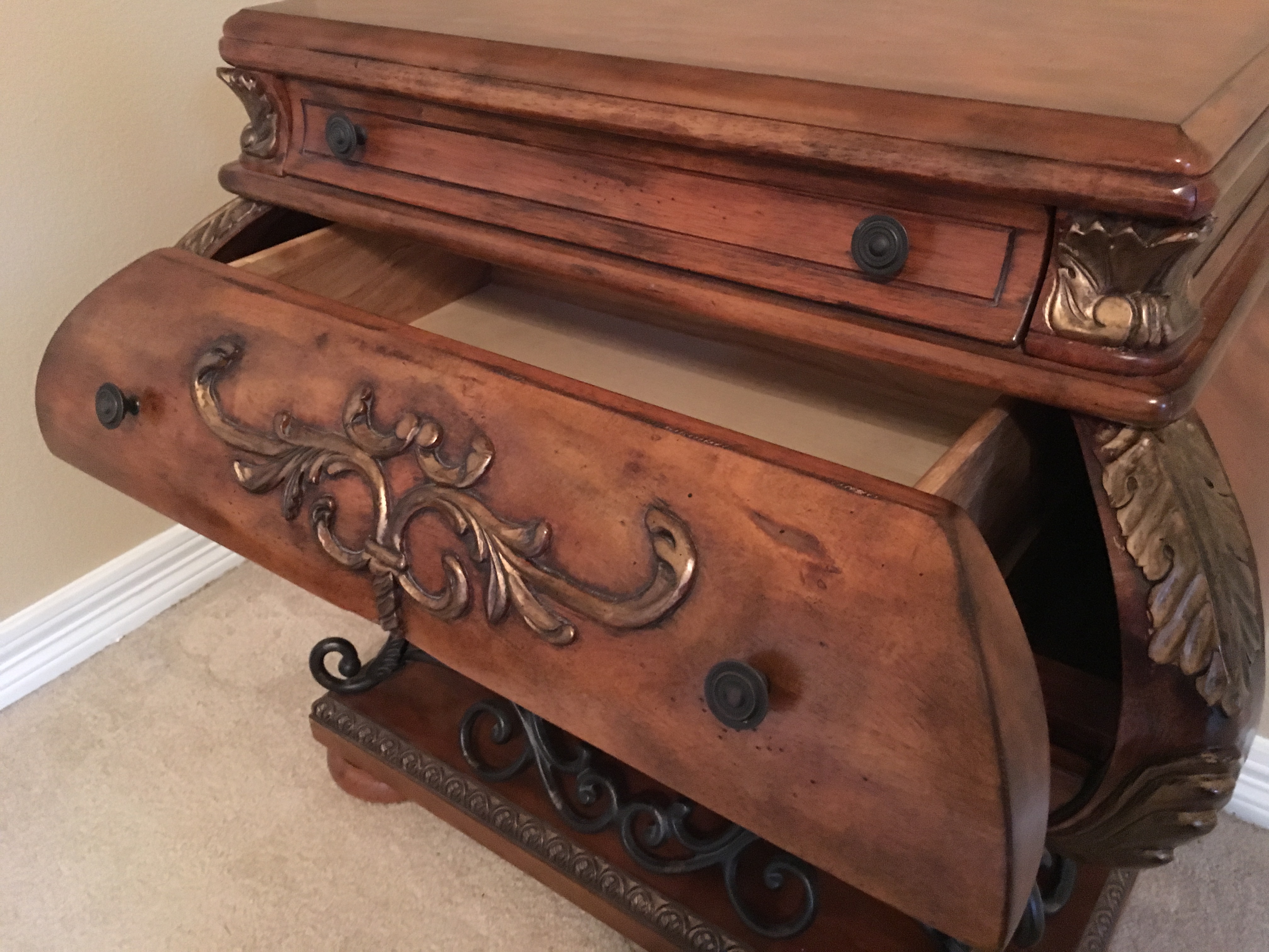 Ornate Bombe Chest with Wrought Iron Accents | EBTH