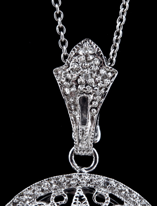 14K White Gold Diamond Enhancer Openwork Pendant with Chain | EBTH