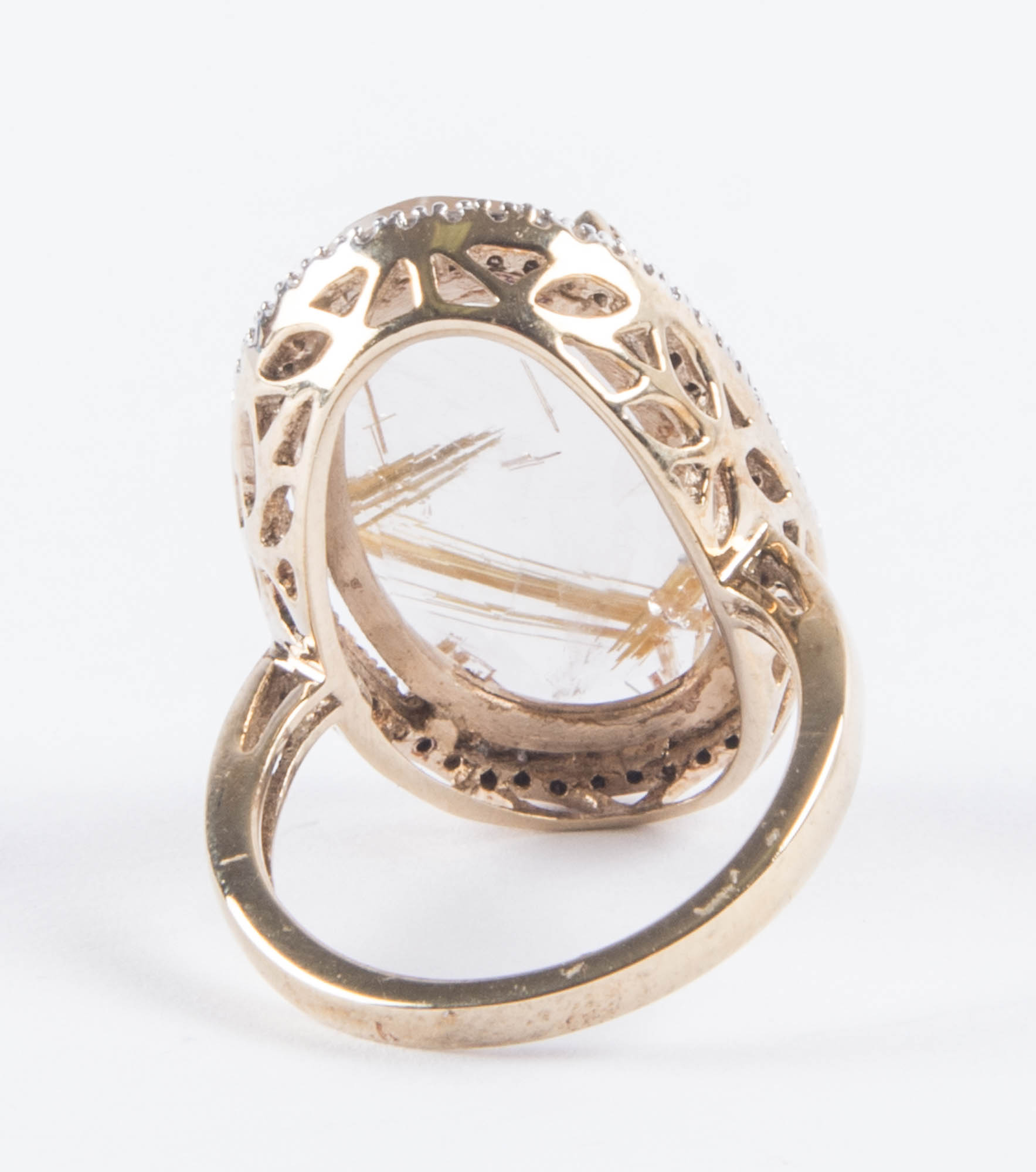 Gold Rutile Quartz and Diamond Ring | EBTH