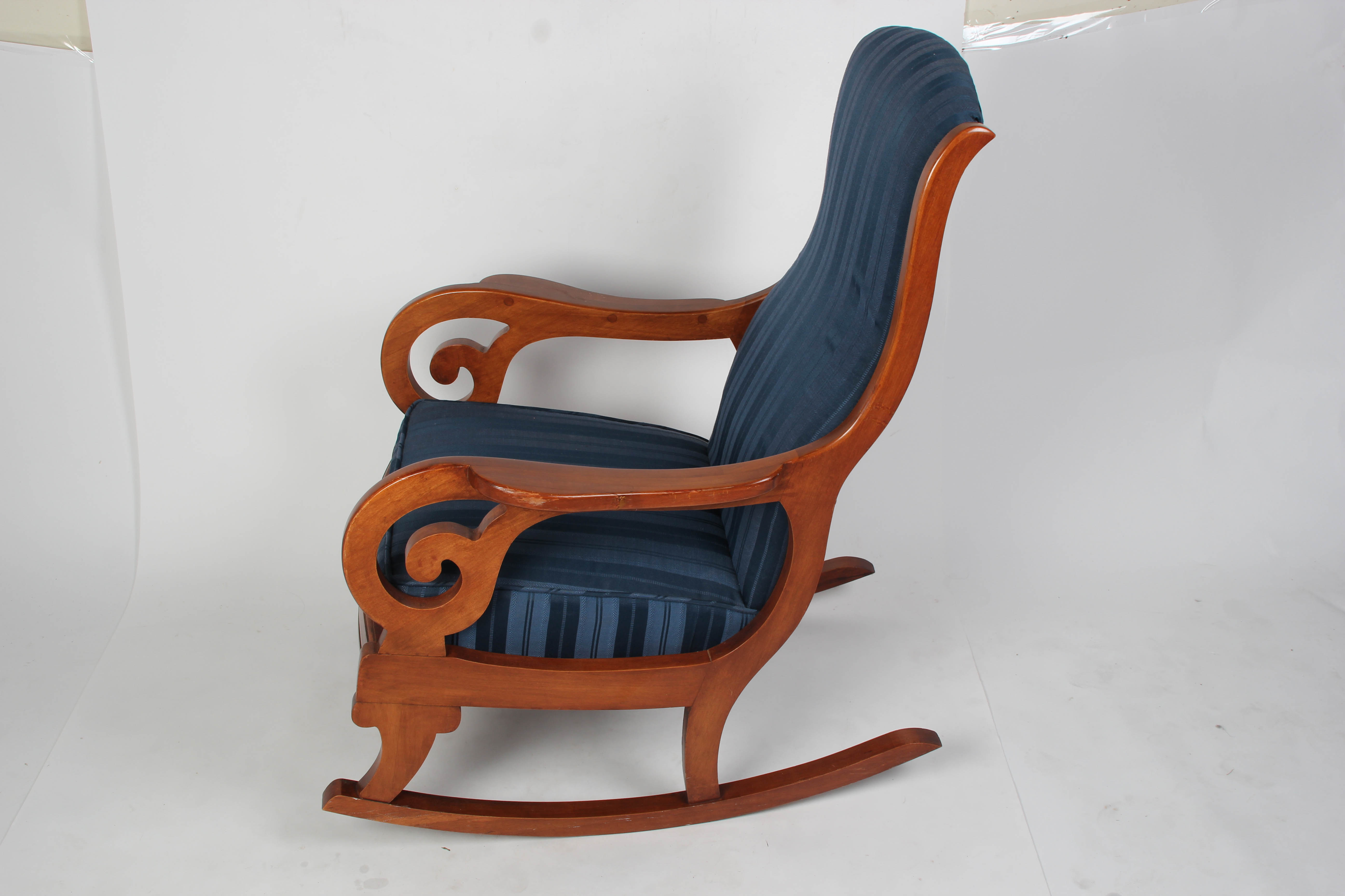 Striped Blue Upholstered Rocking Chair | EBTH