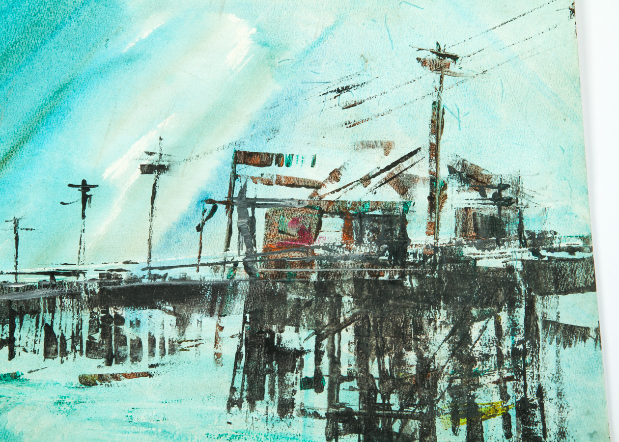 Dockside Landscape Watercolor | EBTH