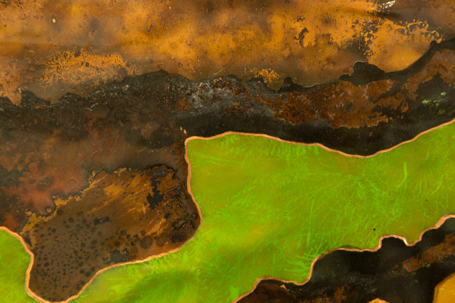 Ken Rausch "Green Gold Yellow" Painting on Copper | EBTH