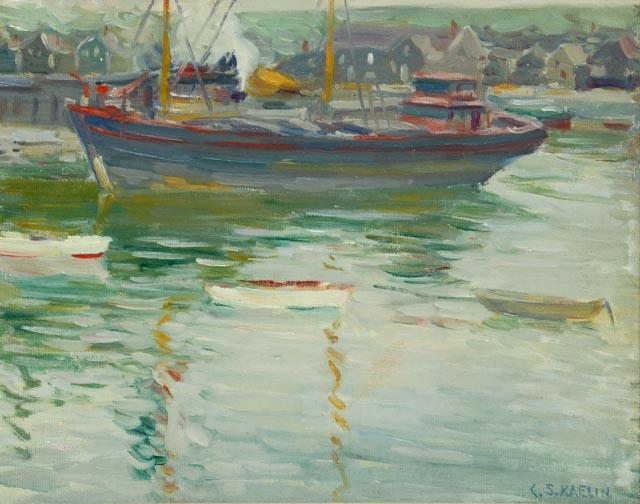 Charles Kaelin Original Oil Painting "Rockport (Boats at Mooring)" | EBTH