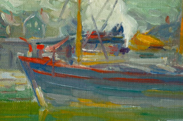 Charles Kaelin Original Oil Painting "Rockport (Boats at Mooring)" | EBTH