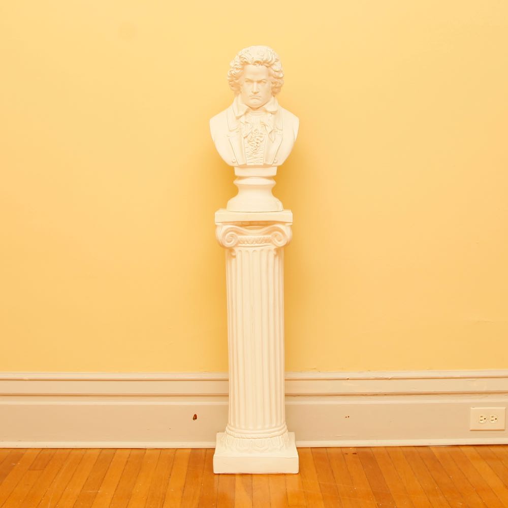 Plaster Bust of Ludwig van Beethoven on a Pedestal | EBTH