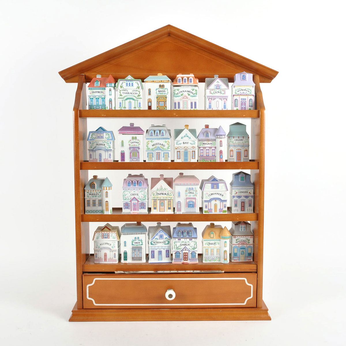 Lenox "Spice Village" Porcelain Spice Jars with Wood Display Rack | EBTH