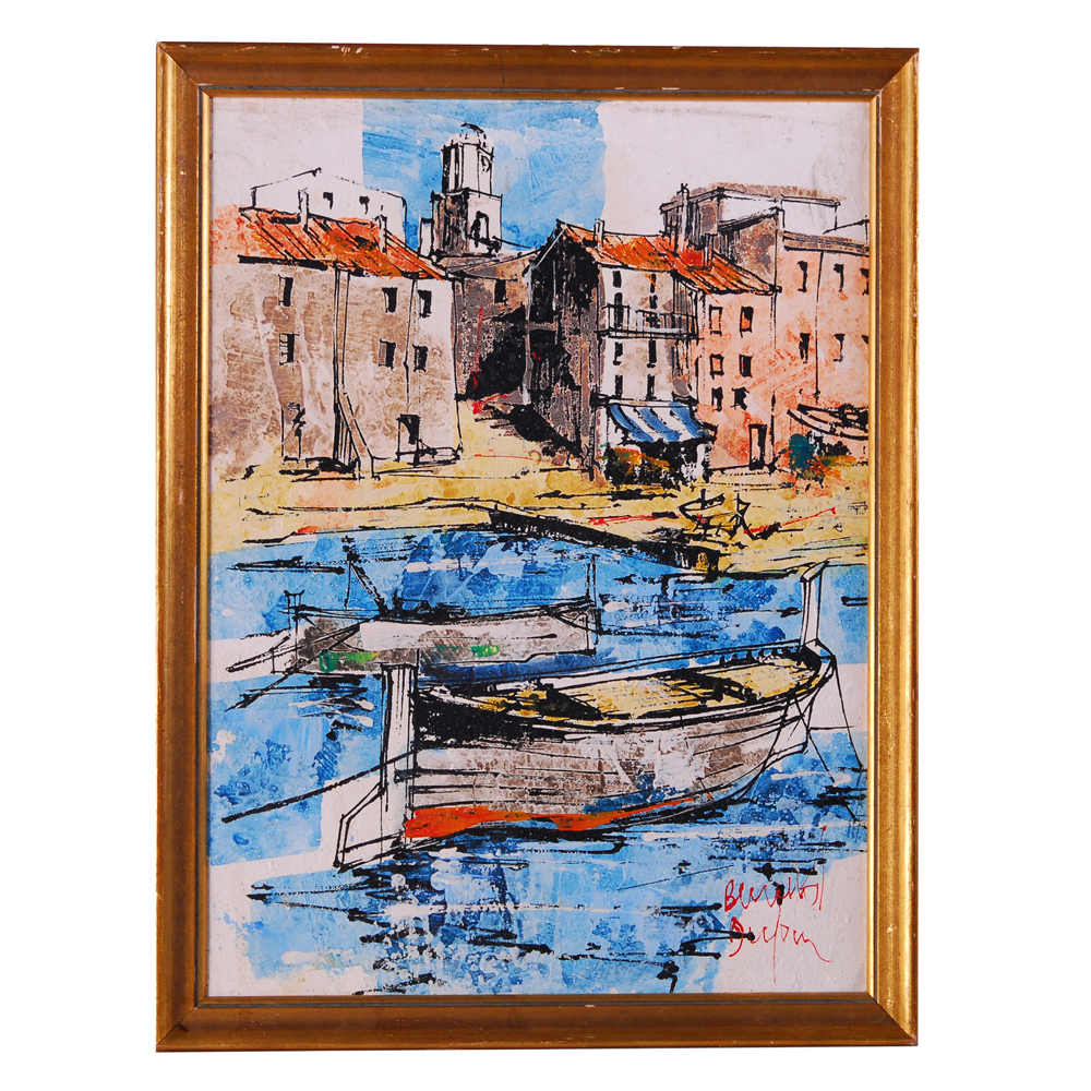 Bernard Dufour Oil on Board Boat Painting | EBTH