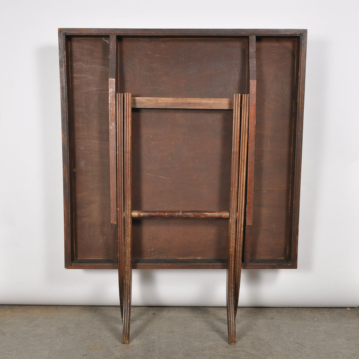 Vintage Wooden Folding Card Table with Equestrian Scene | EBTH