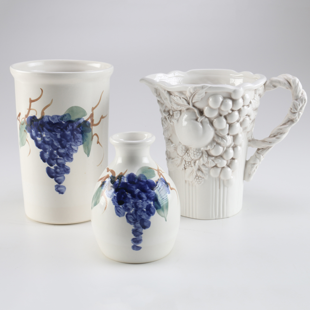 "Bella Casa" Pitcher and Grape Vases | EBTH
