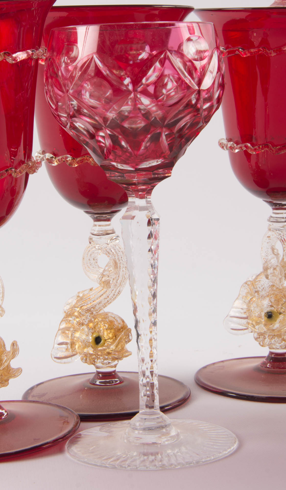 Collection of Murano Venetian Glass Goblets and Red Stemware | EBTH