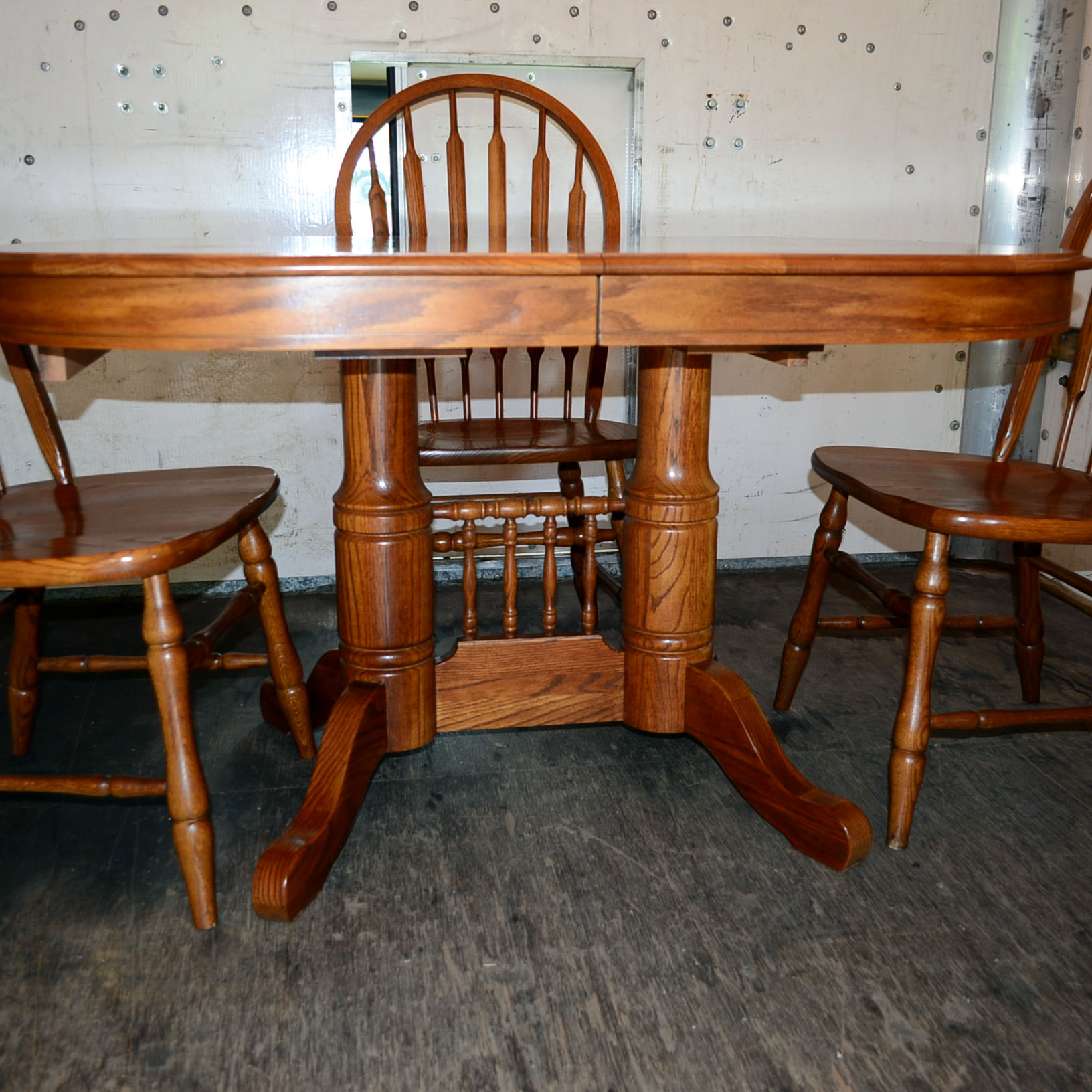 Tell City Oak Dining Table and Dining Chairs | EBTH