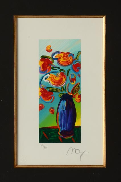 Peter Max Signed Limited Edition Embossed Serigraph "Vase of Flowers ...