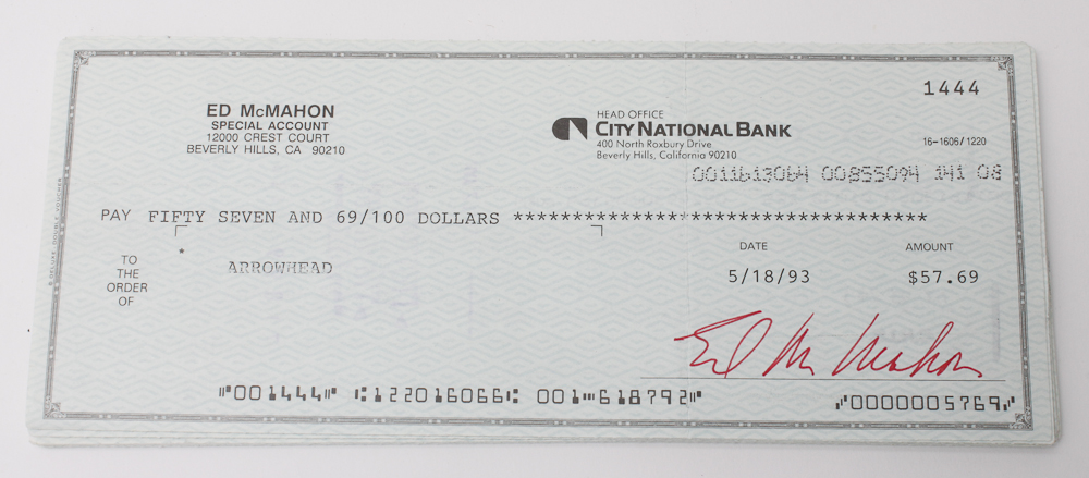 Collection Of Ed Mcmahon S Signed Checks Ebth