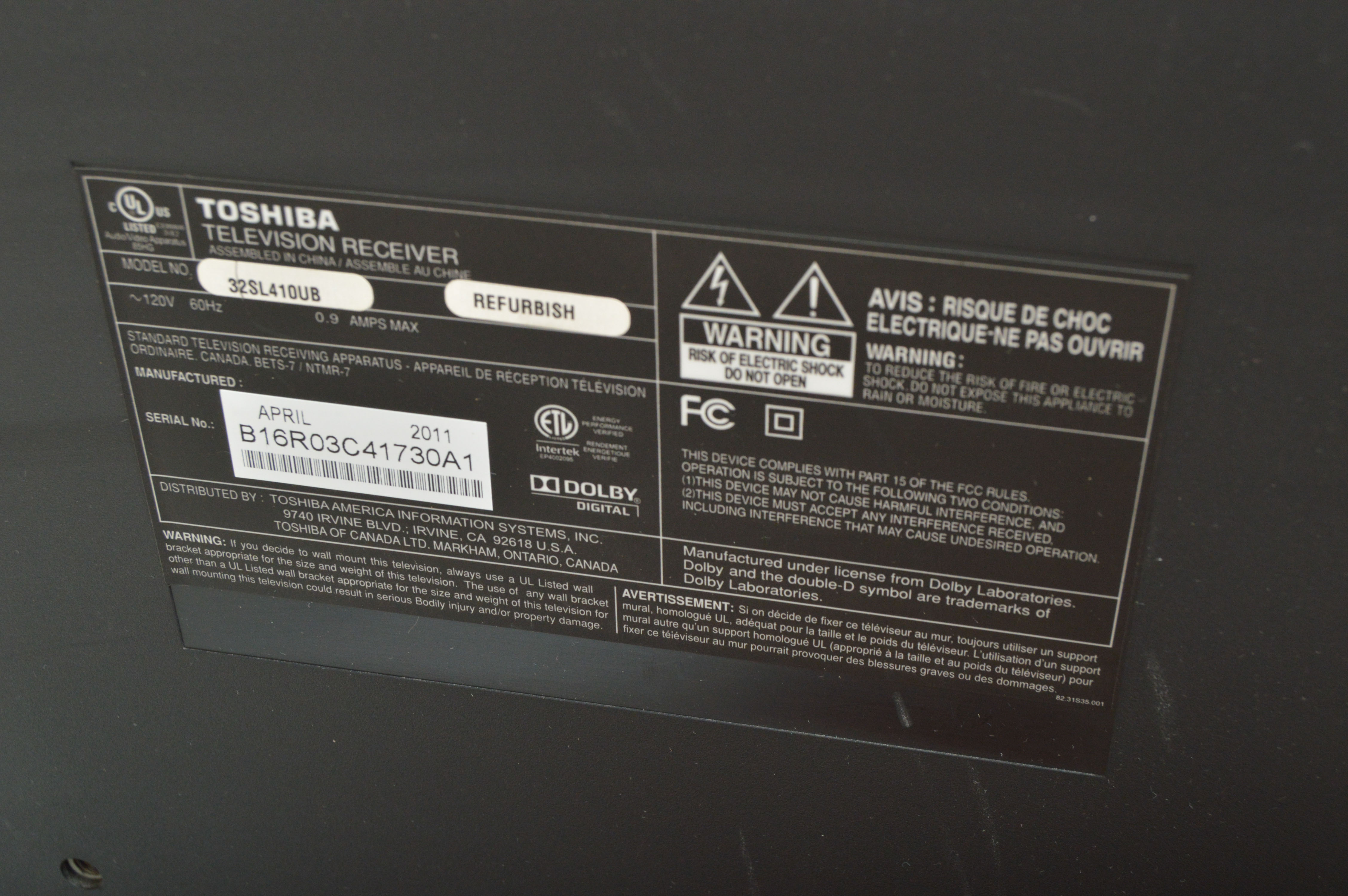 Toshiba 32" Flat-Screen Television | EBTH