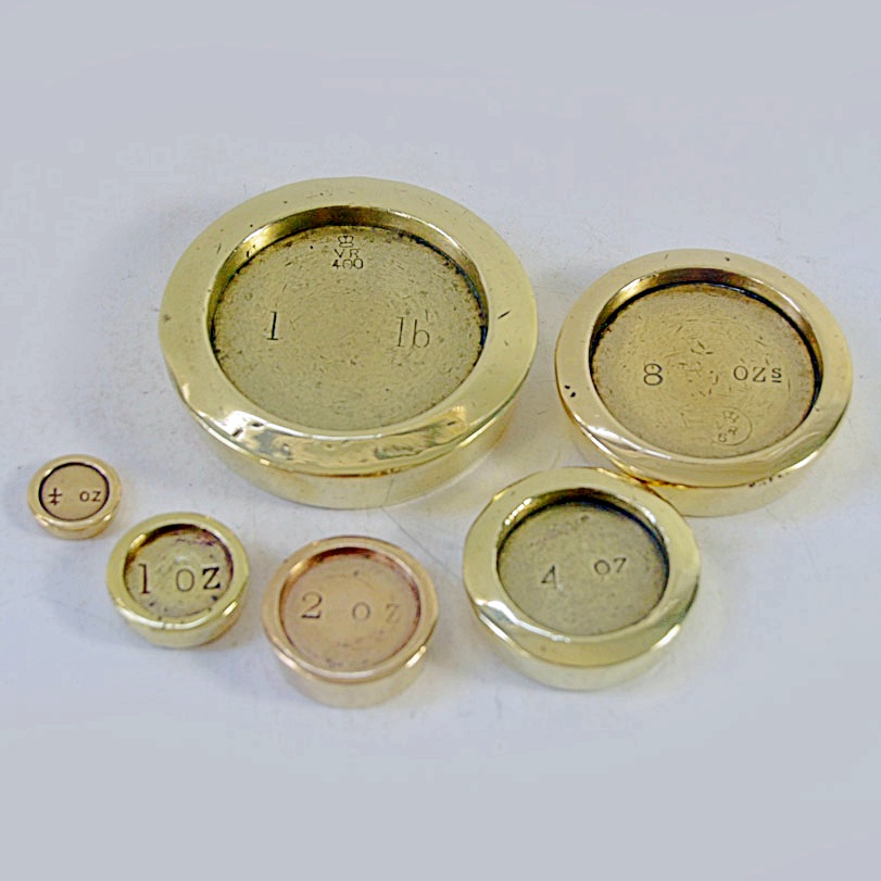 Set of Antique Brass Scale Balance Weights | EBTH