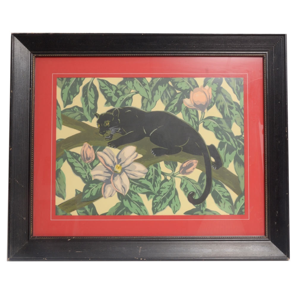 Silk Screen Print of a Panther | EBTH
