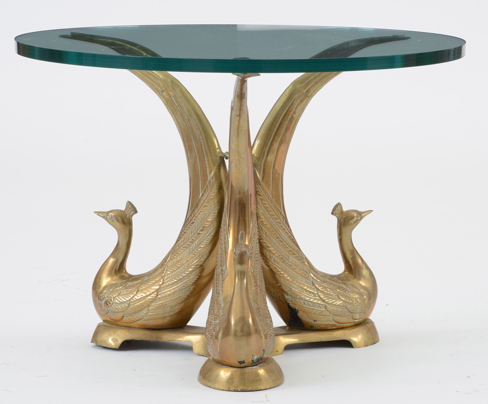 Brass and Glass Peacock Occasional Table | EBTH