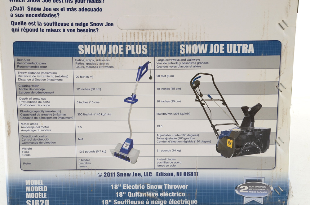 "SnowJoe Ultra" Model SJ620 Snow Thrower | EBTH