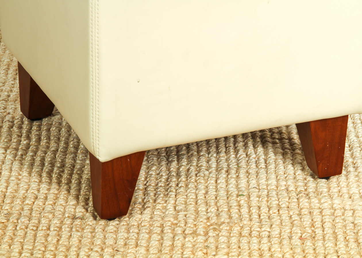 Cream Leather Ottoman | EBTH
