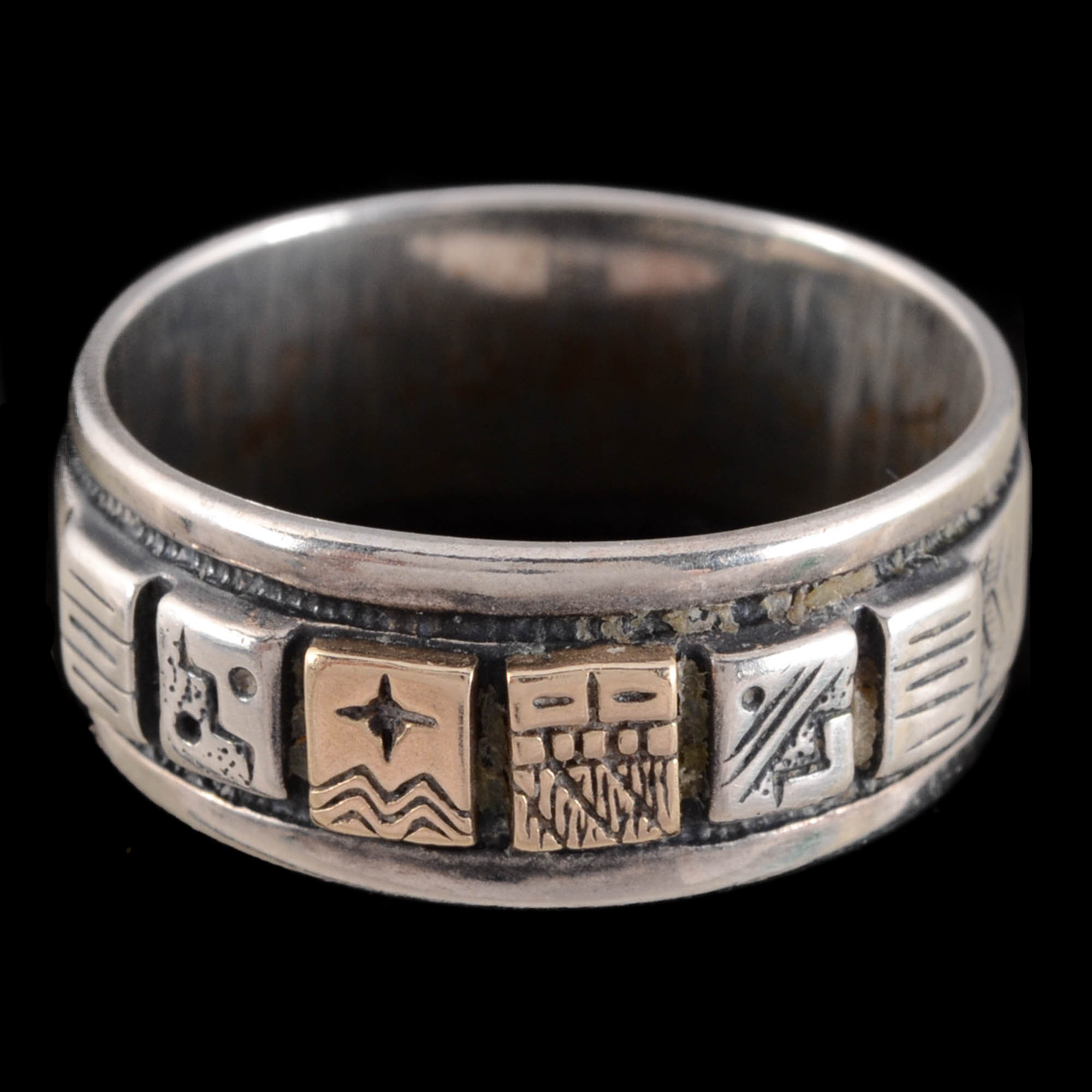 Men's Southwestern Sterling Silver and 14K Two Tone Band by Roderick ...