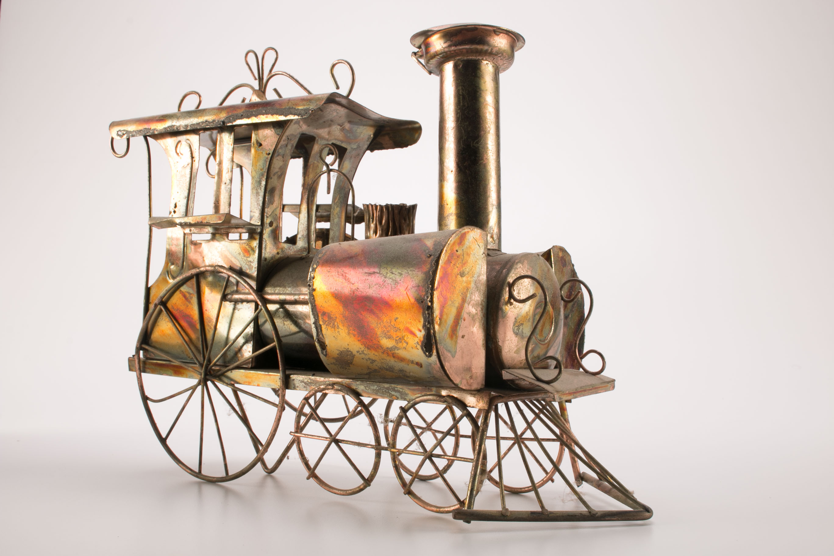 Pair Of Decorative Metal Trains with Copper Finish | EBTH