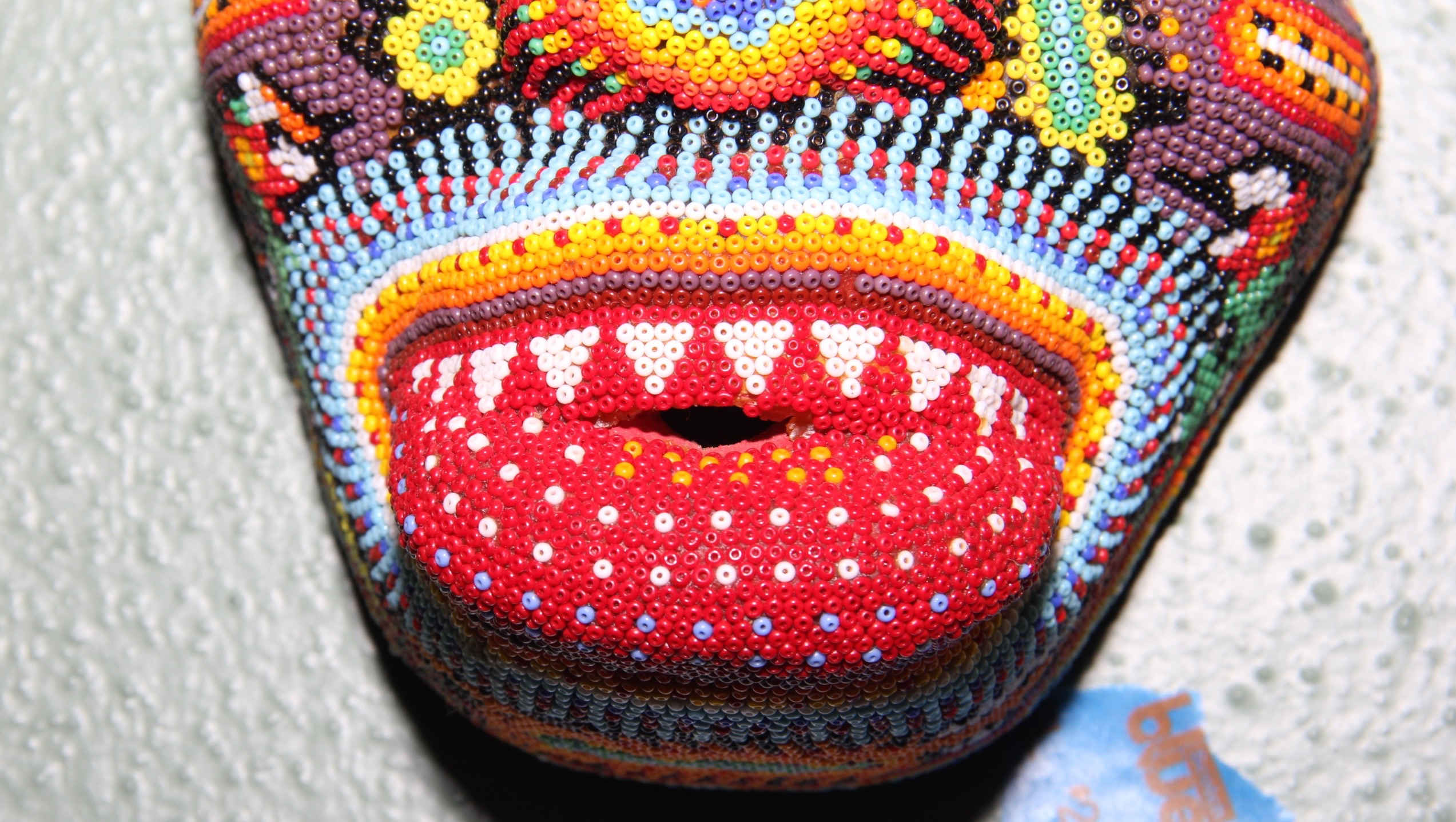 Mexican Huichol Kuka Style Beaded Wooden Mask | EBTH