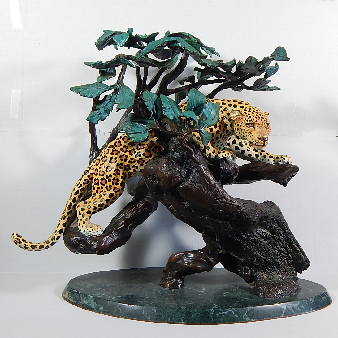 Bronze Leopard Sculpture by Artist Lorenzo Ghiglieri | EBTH