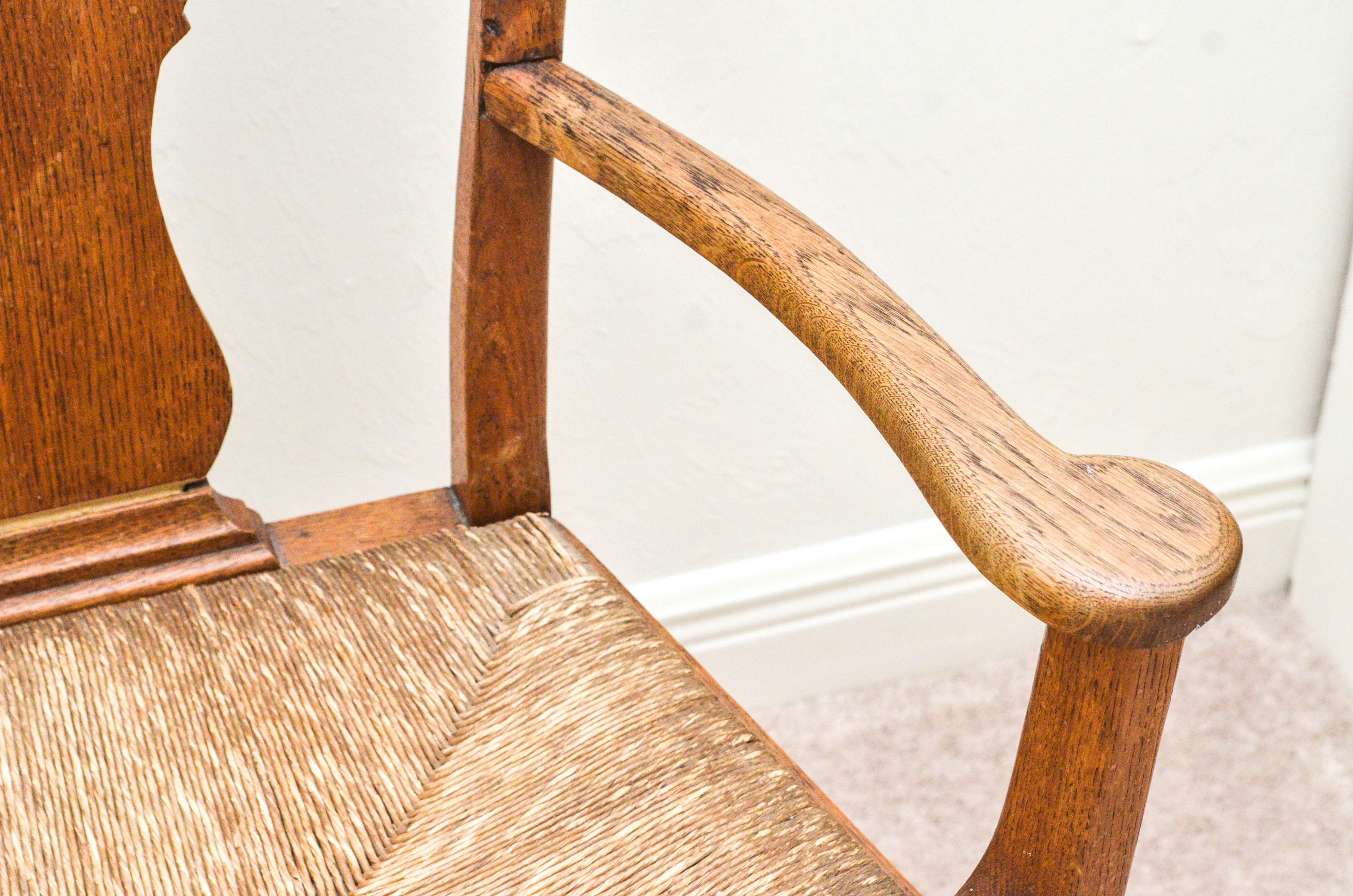 Oak Arm Chair with a Rush Bottom | EBTH