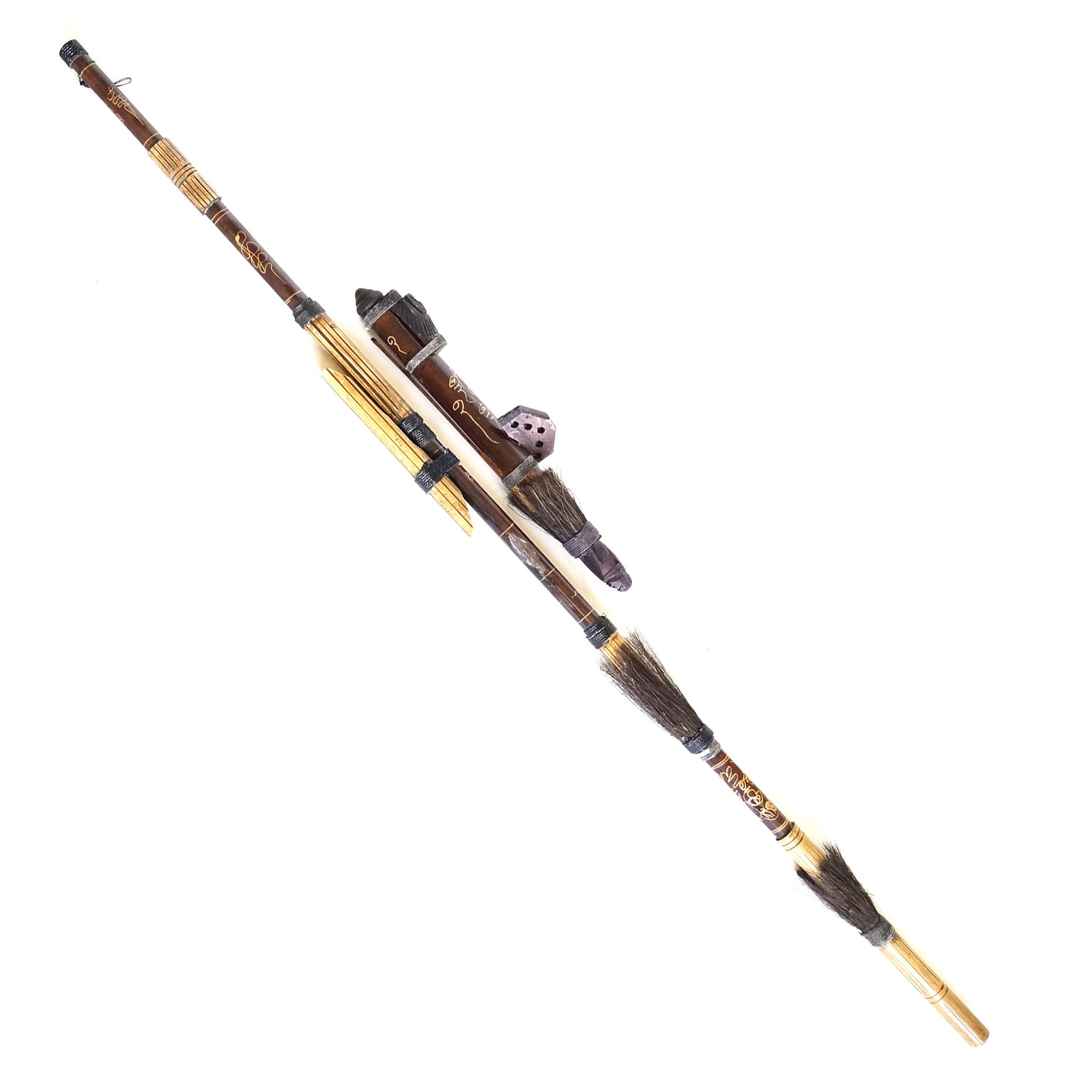 Handcrafted Indonesian Tribal Blow Dart Gun, Darts and Pouch | EBTH