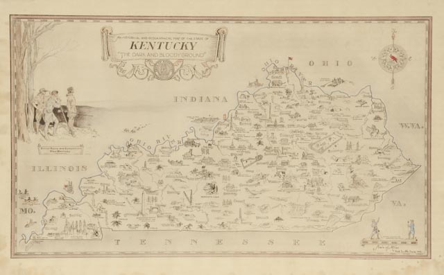 Karl Smith Historical Map of Kentucky "The Dark and Bloody Ground" | EBTH