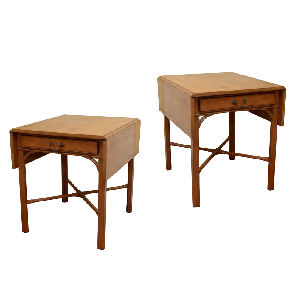 Mahogany Chippendale Pembroke Reproduction Drop Leaf Side Tables | EBTH