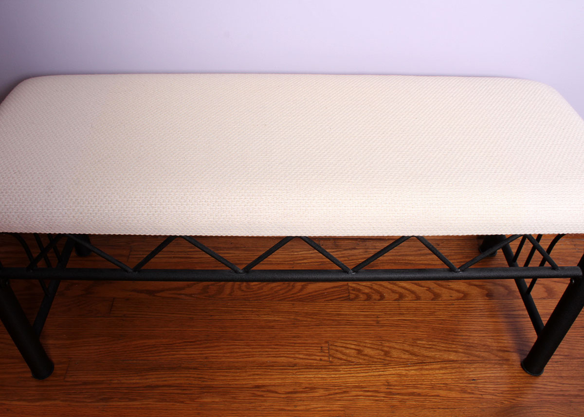 Black Cast Metal Upholstered Bench | EBTH